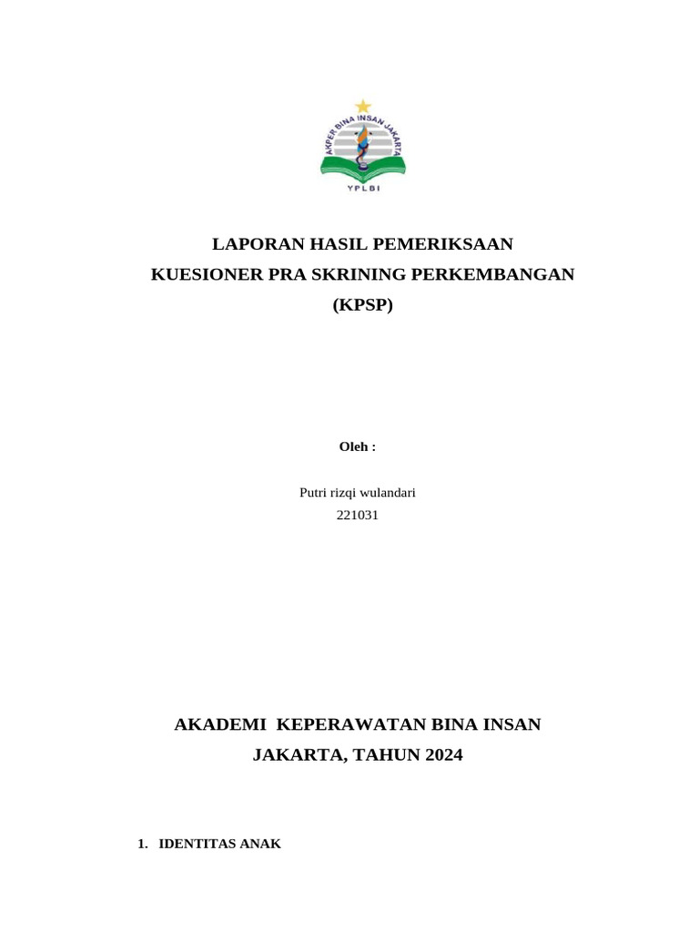 Laporan KPSP | PDF