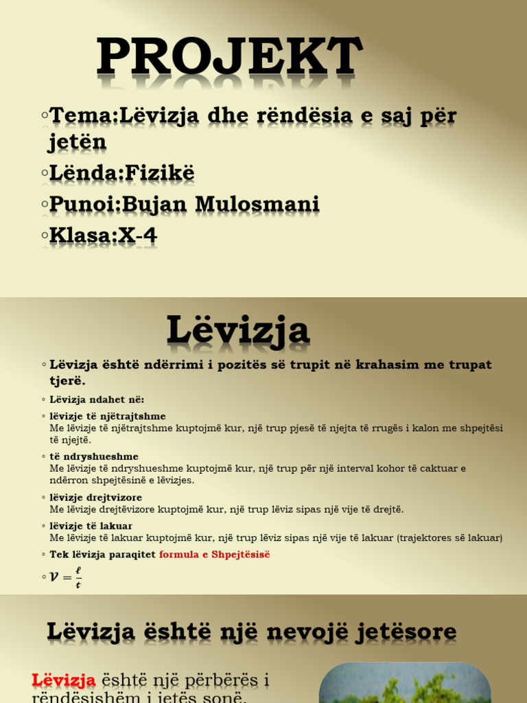 Levizja Dhe Rendesia e Saj Per Jeten | PDF