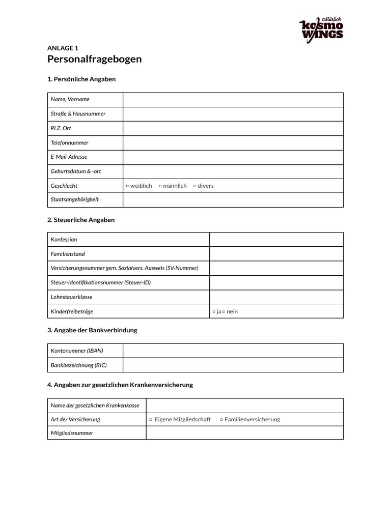 Personal Frage Bogen | PDF