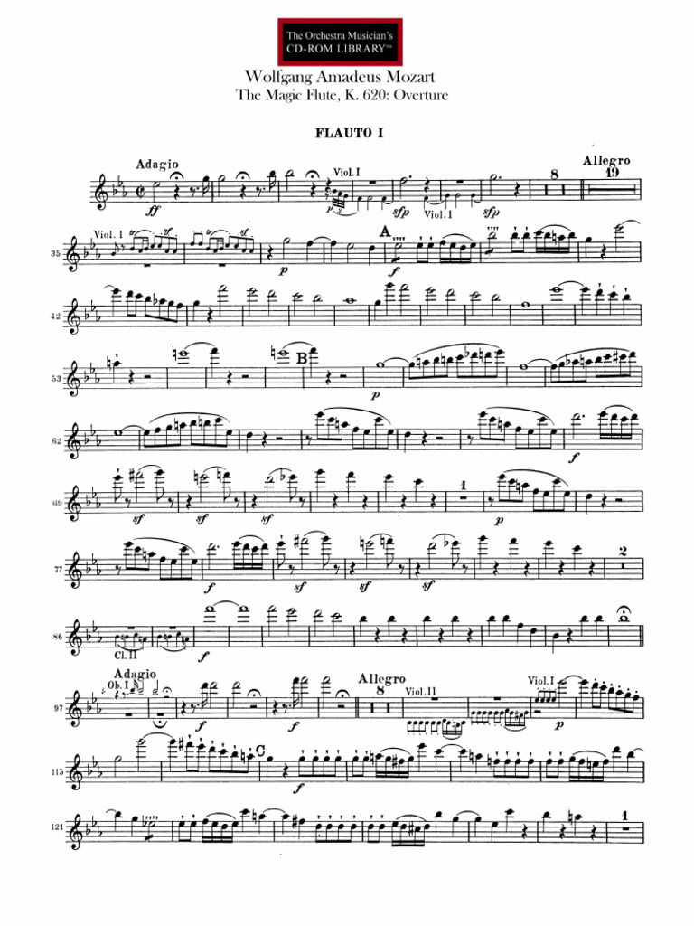 Mozart, The Magic Flute K620 - Overture - Flute | PDF