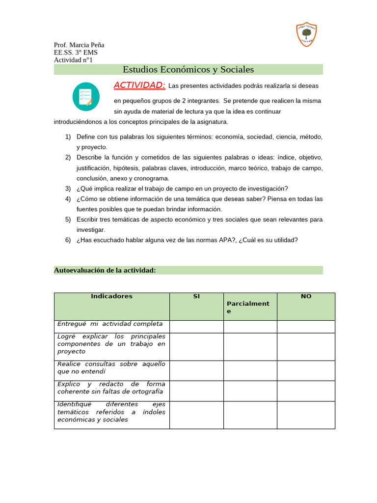 EESS ACTIVIDAD 1 Estudios de Proyecto Investigación | PDF | Crecimiento personal y profesional ...