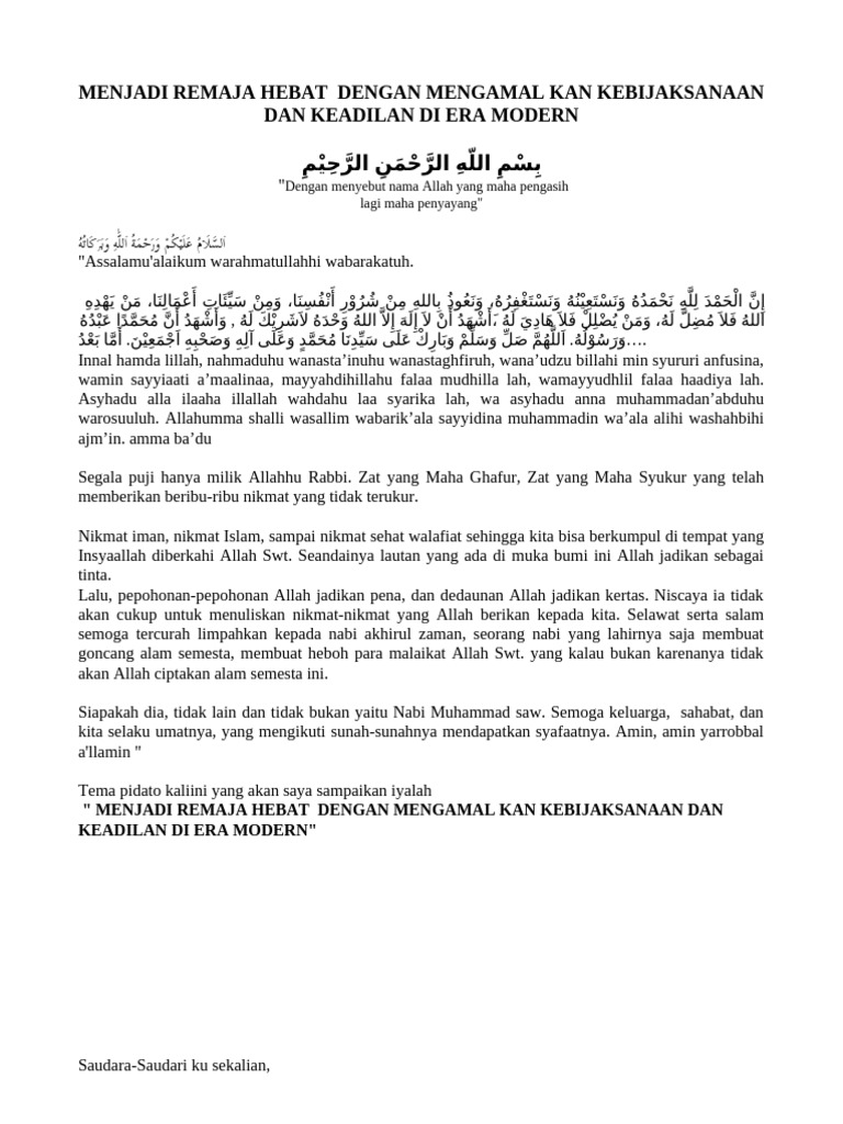 Menjadi Remaja Hebat Dengan Mengamal Kan Kebijaksanaan Dan Keadilan Di ...