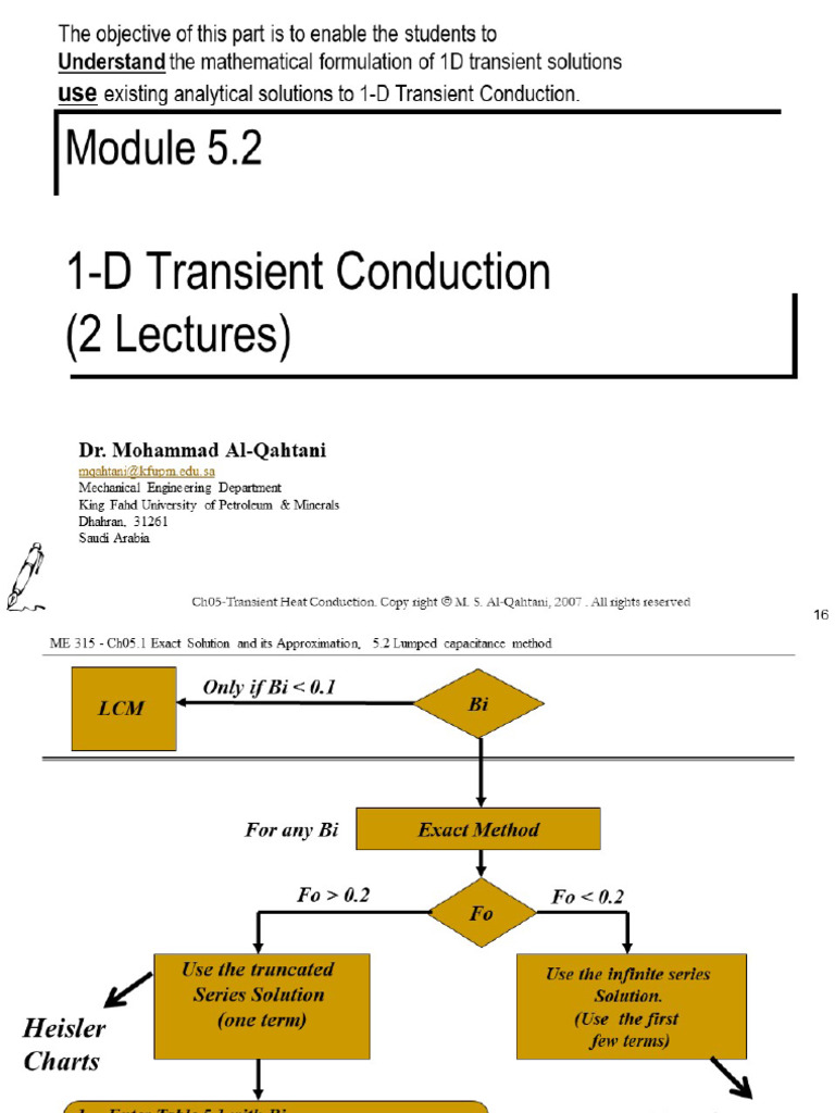 Unit 5b - Transient Conduction 1D Exact Method | PDF