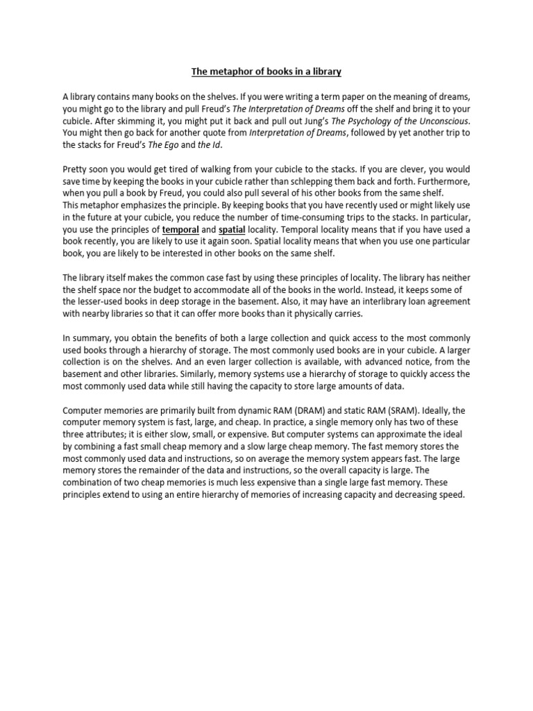 The Metaphor of Books in A Library | PDF