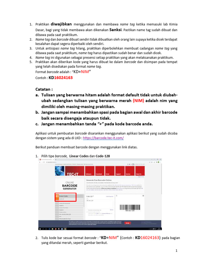 Final - Panduan Pembuatan Name Tag Praktikum Kimia Dasar-2024 | PDF
