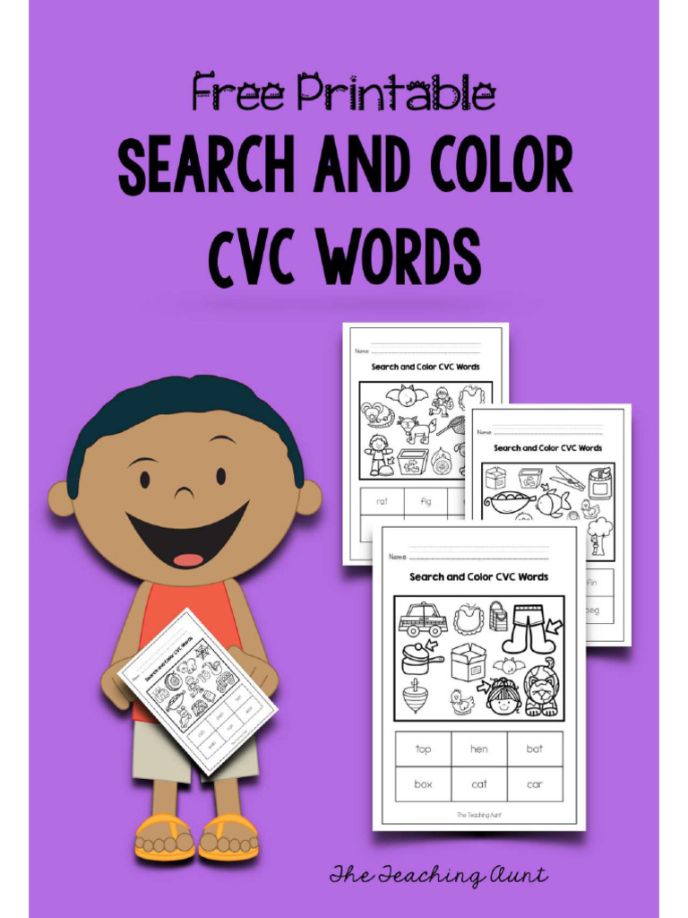 Search and Color CVC Words Worksheets | PDF
