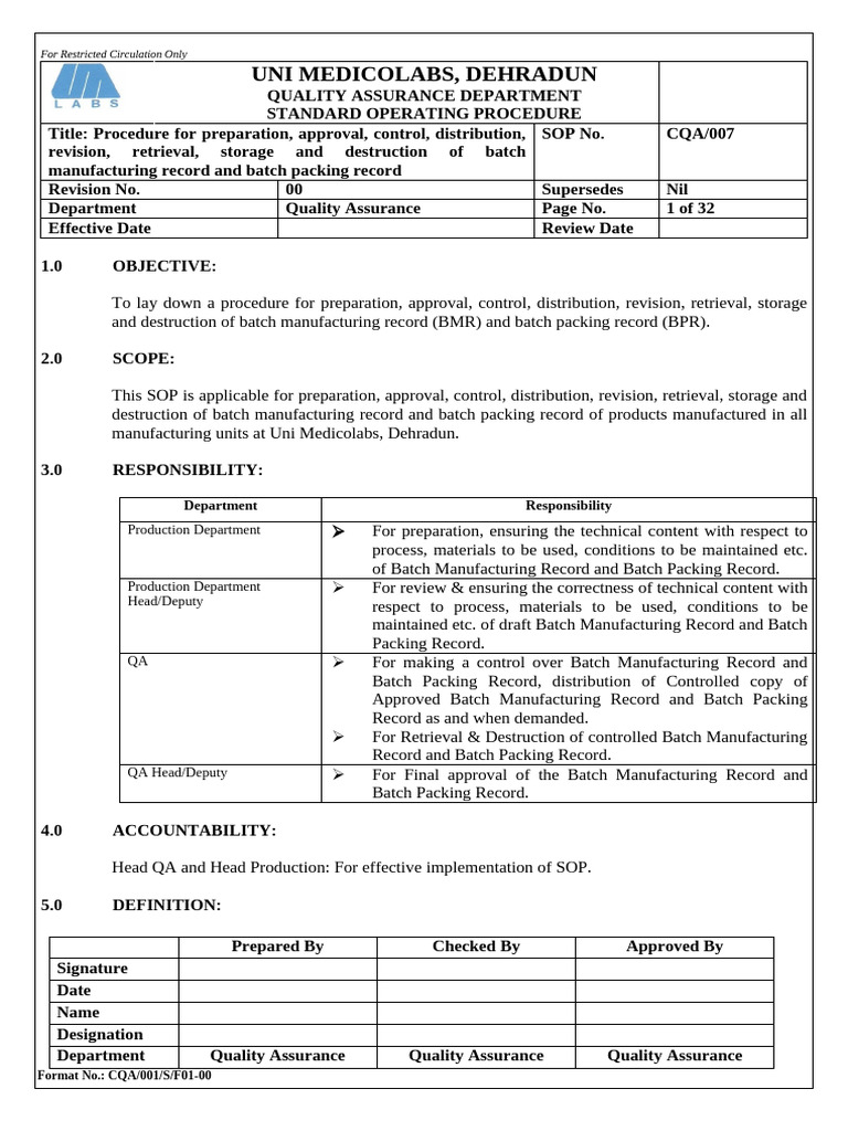 Uni Medicolabs, Dehradun: Department Responsibility | PDF