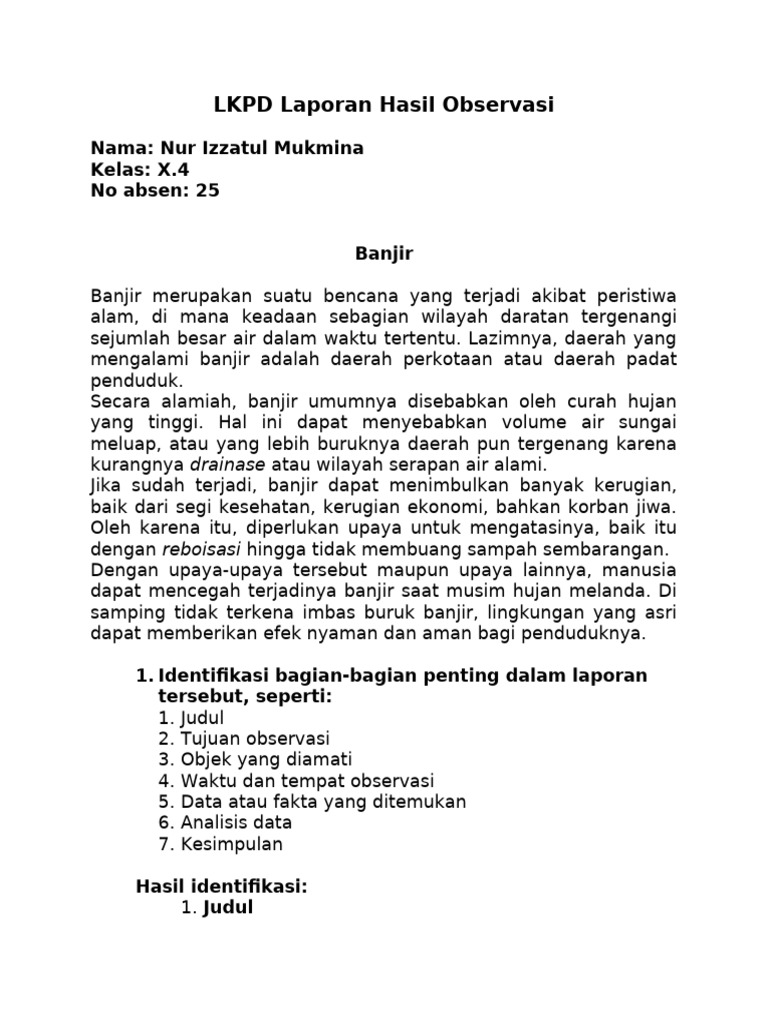 LKPD Laporan Hasil Observasi | PDF