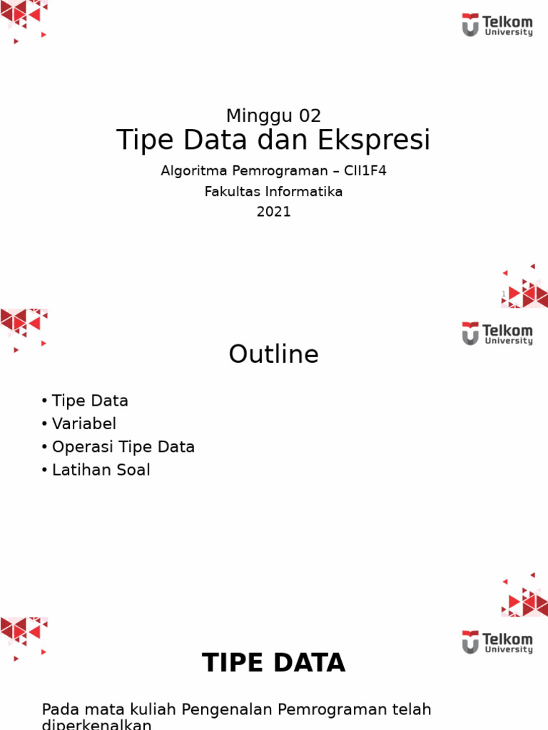 Minggu 02 - Tipe Data Dan Ekspresi | PDF