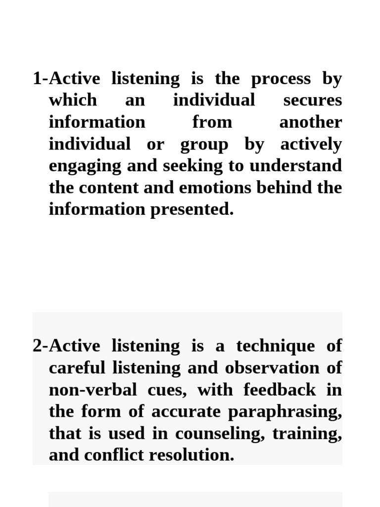Active Listening The Four Corners | PDF