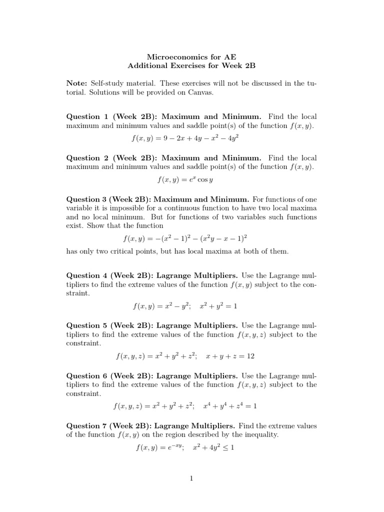 AdditionalExercises Micro2B | PDF