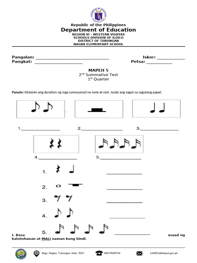 Mapeh 5 ST2 | PDF