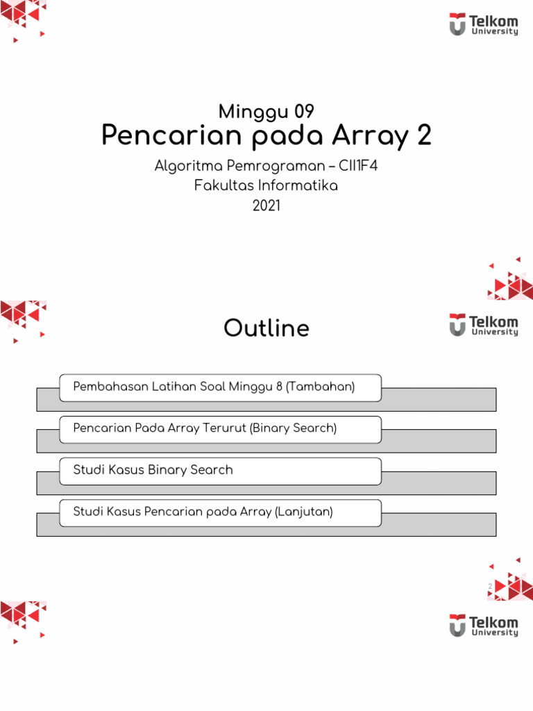 Minggu 09 - Pencarian Pada Array 2 | PDF
