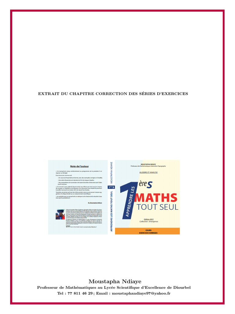 Extrait Du Livre Apprendre Les Maths Tout Seul 1S Application | PDF
