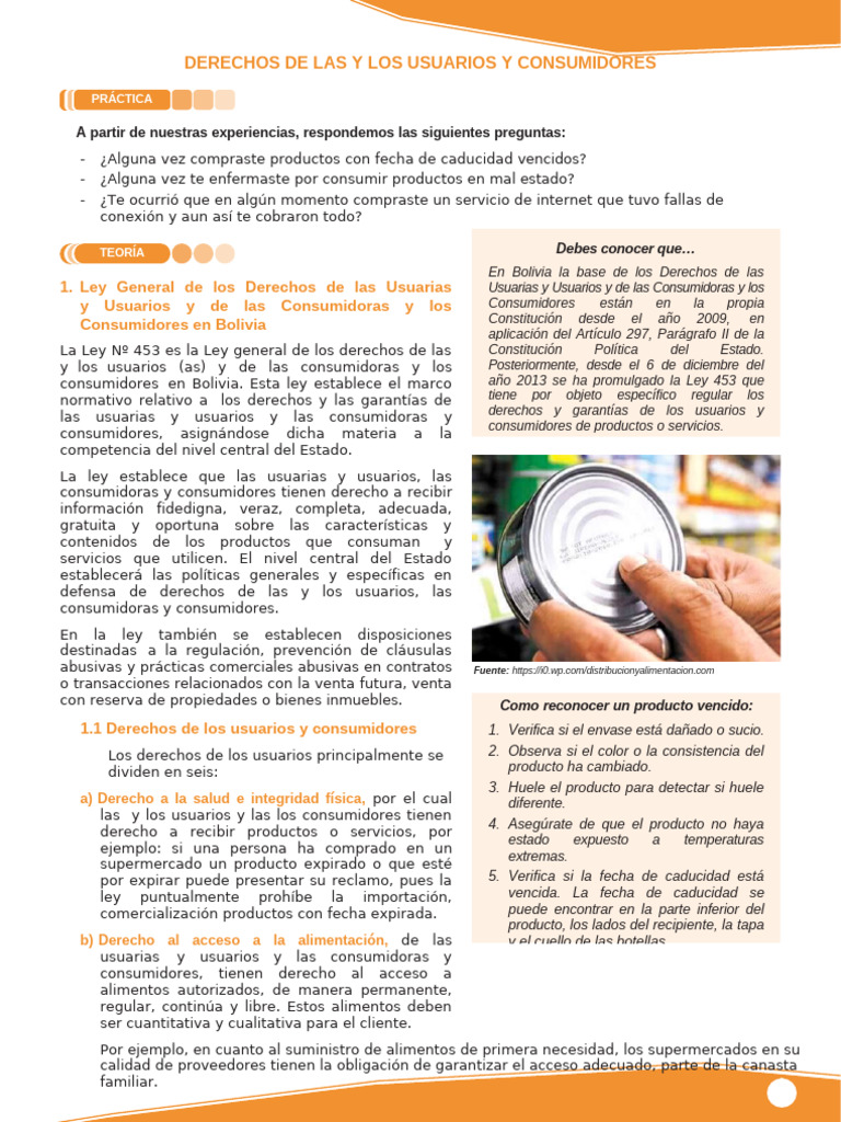 Derechos de Las y Los Usuarios y Consumidores TTG 2do Sec | PDF