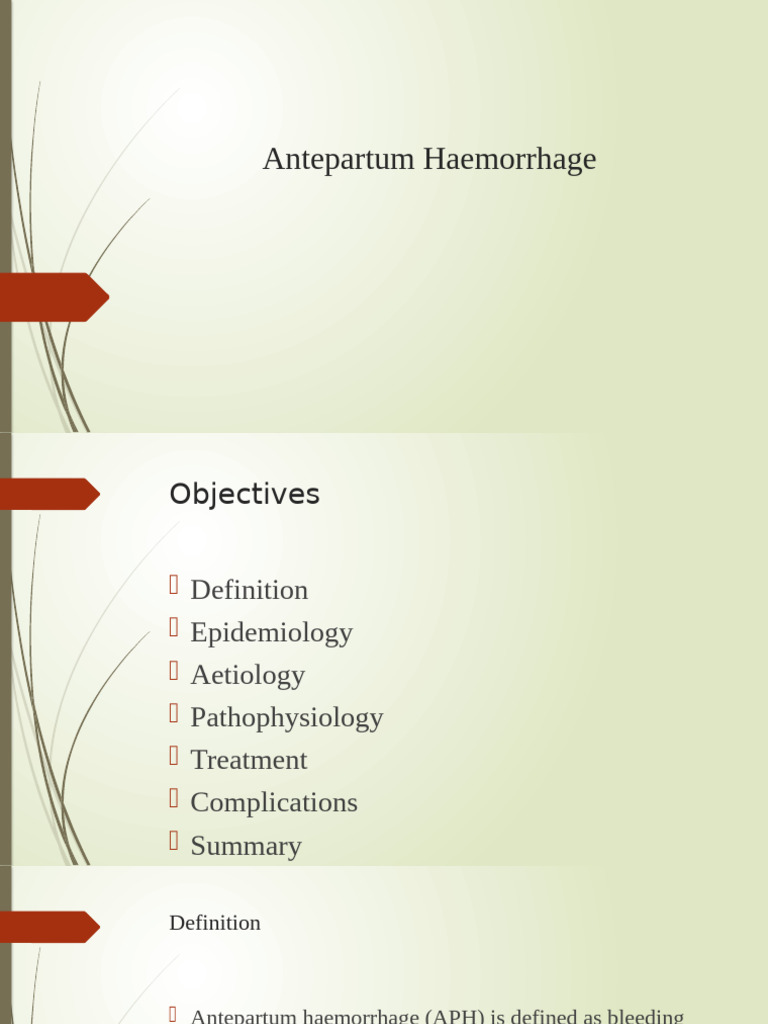 Antepartum Haemorrhage (Aph) | PDF