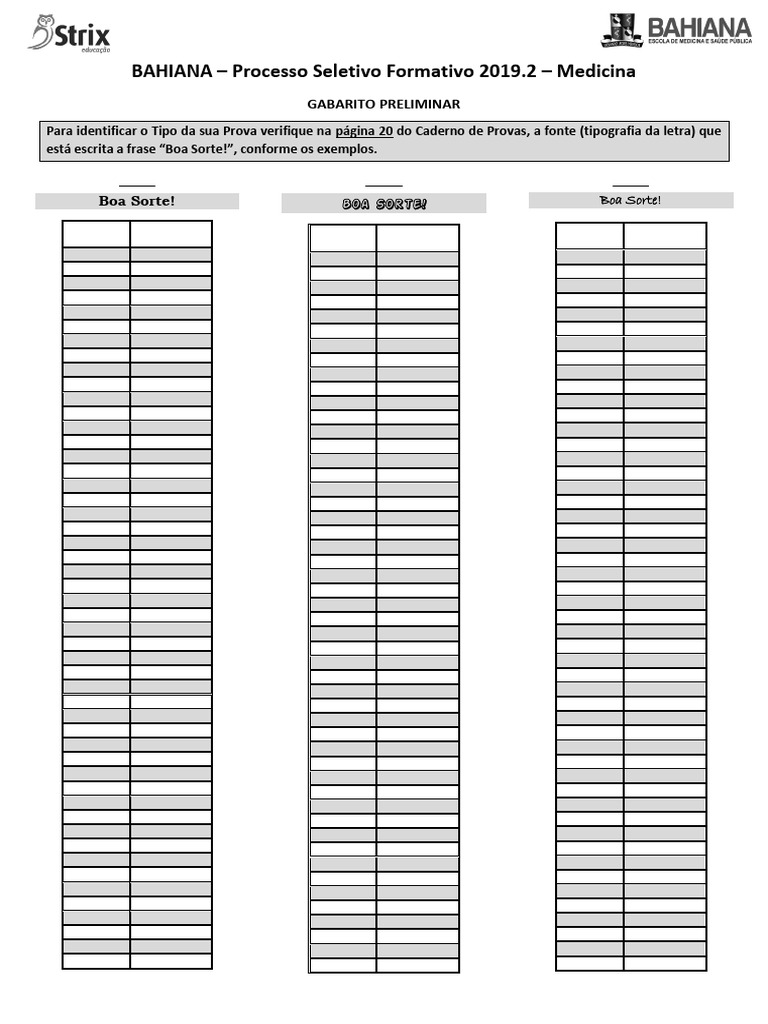 Gabarito Preliminar EBMSP MED 2019 2pdf | PDF