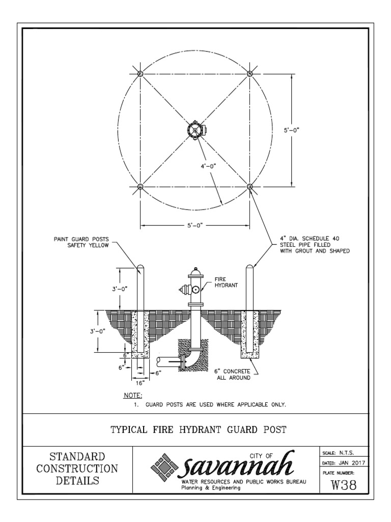 W38 - Typical Fire Hydrant Guard Post JAN 2017 - 201701261800201664 | PDF