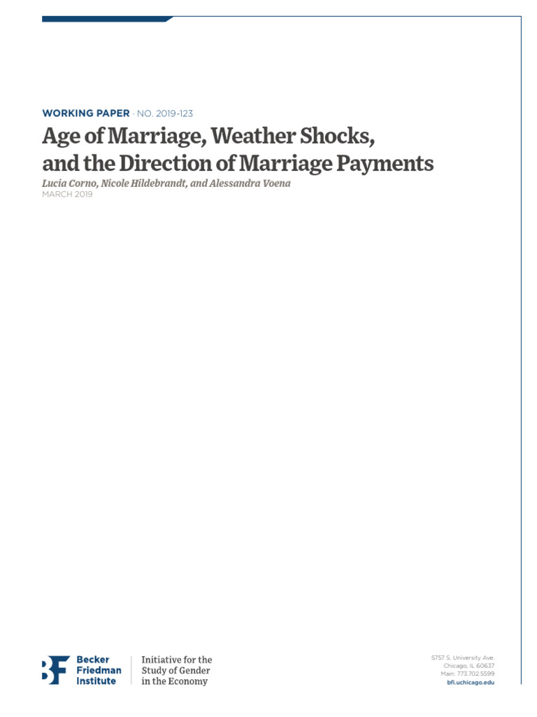 Age of Marriage, Weather Shocks, and The Direction of Marriage Payments ...