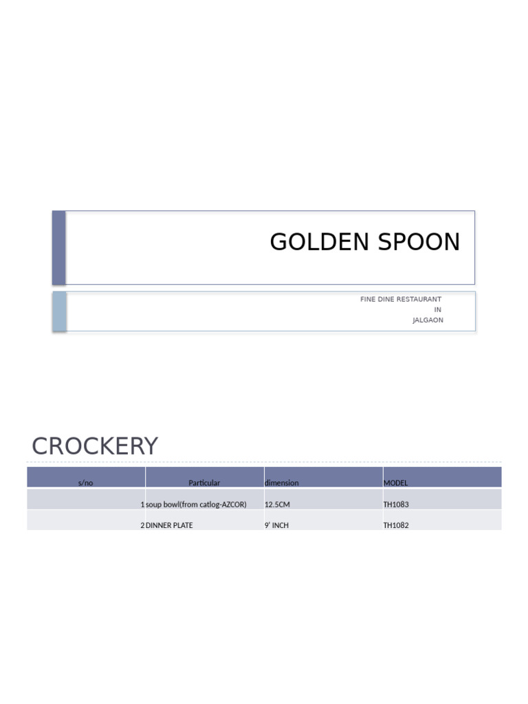 Golden Spoon | PDF