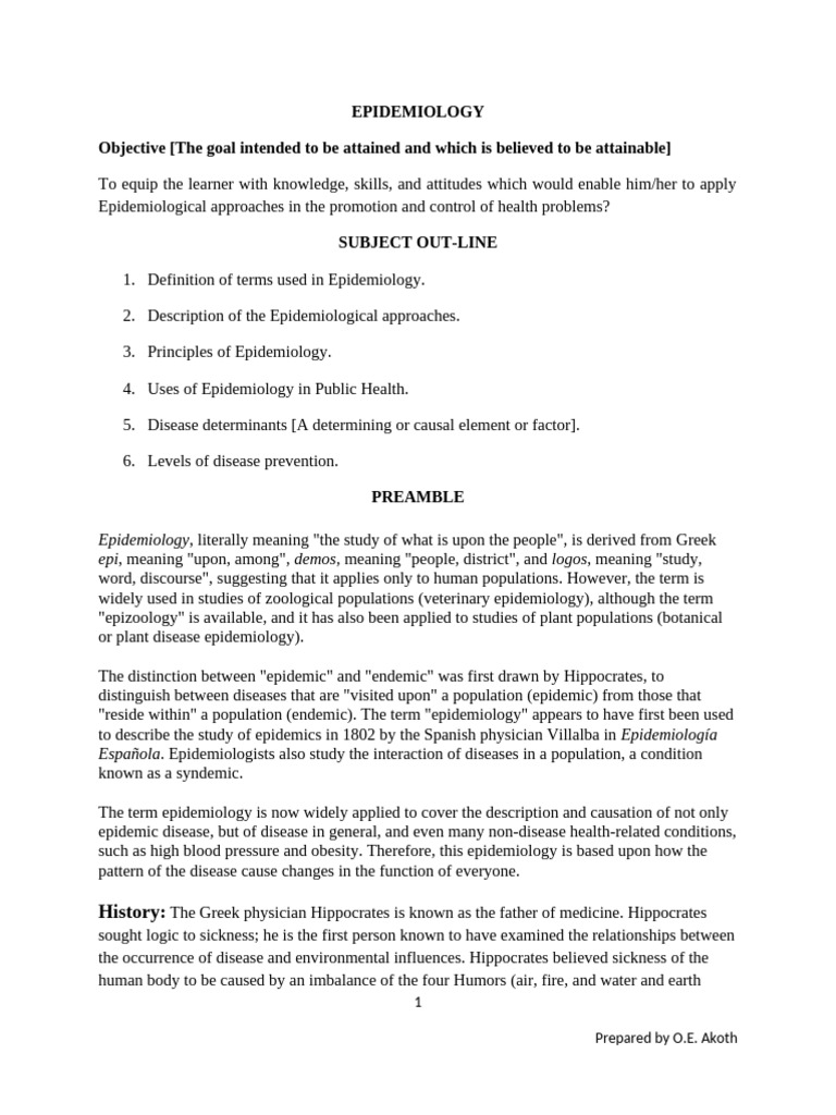 Epidemiology 1 | PDF | Epidemiology | Public Health