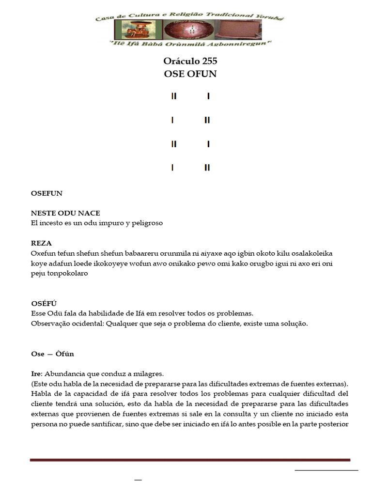 Oraculo Sagrado Ose Ofun 1774-1779 | PDF