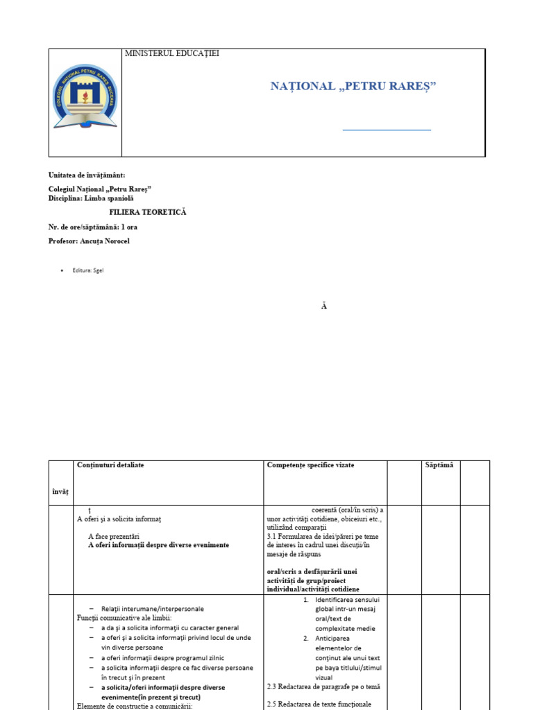Clasa 12A SPANIOLA L3 | PDF