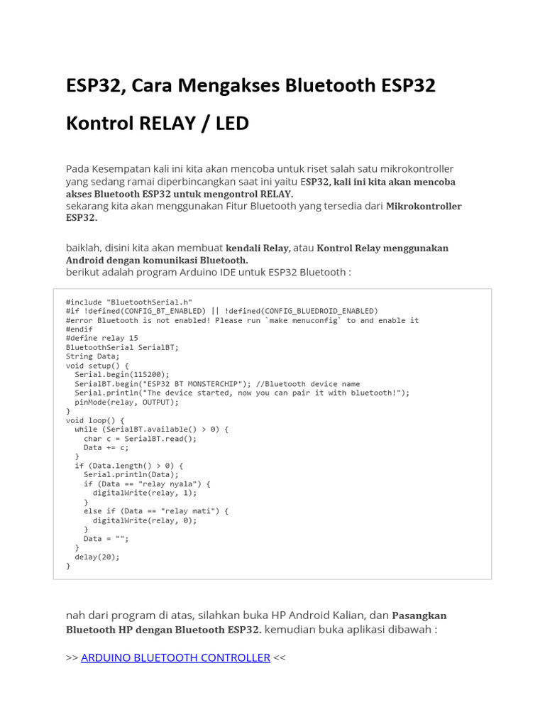 Tutorial ESP32 BLUETOOTH | PDF