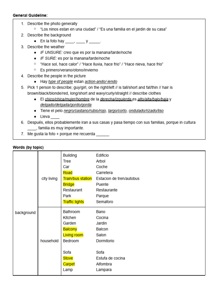 Spanish Oral Practice | PDF