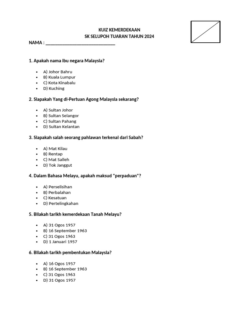 Kuiz Sejarah | PDF