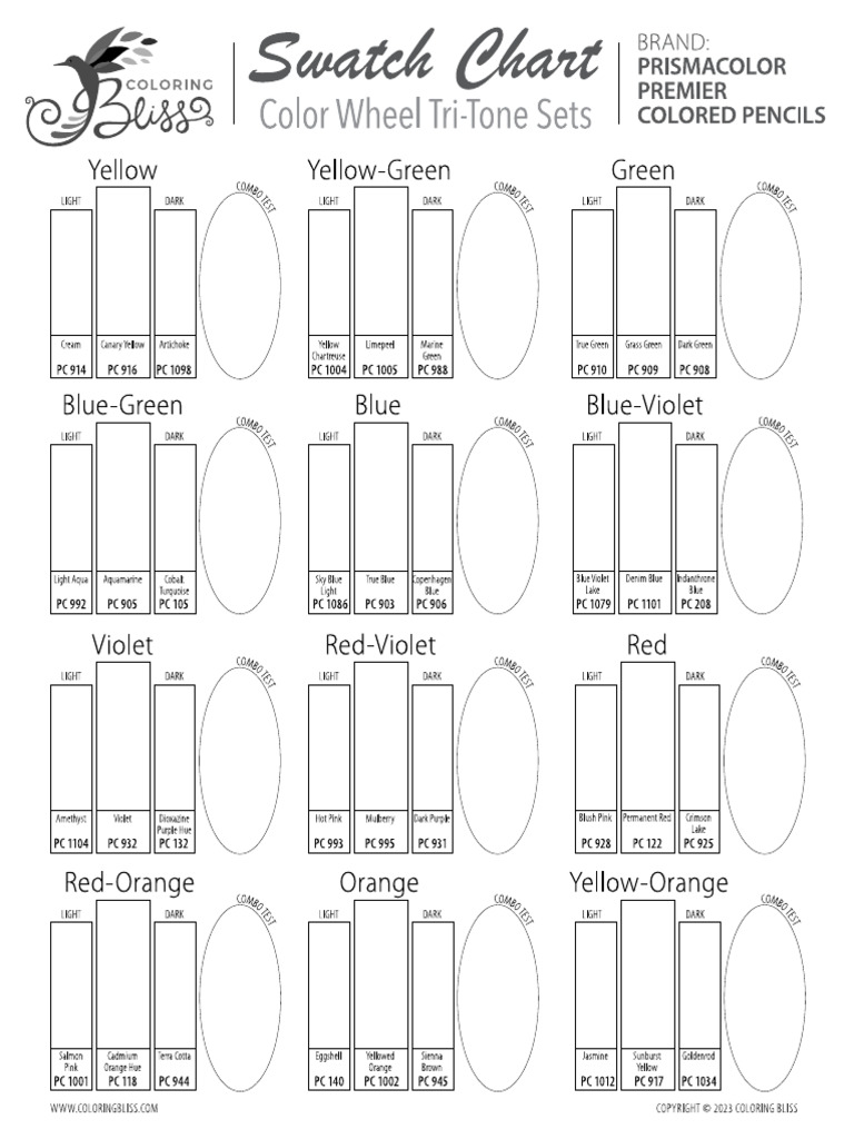 Prismacolor Premier Colored Pencils Tri Tone Swatch Chart v2023 WEB 2 | PDF