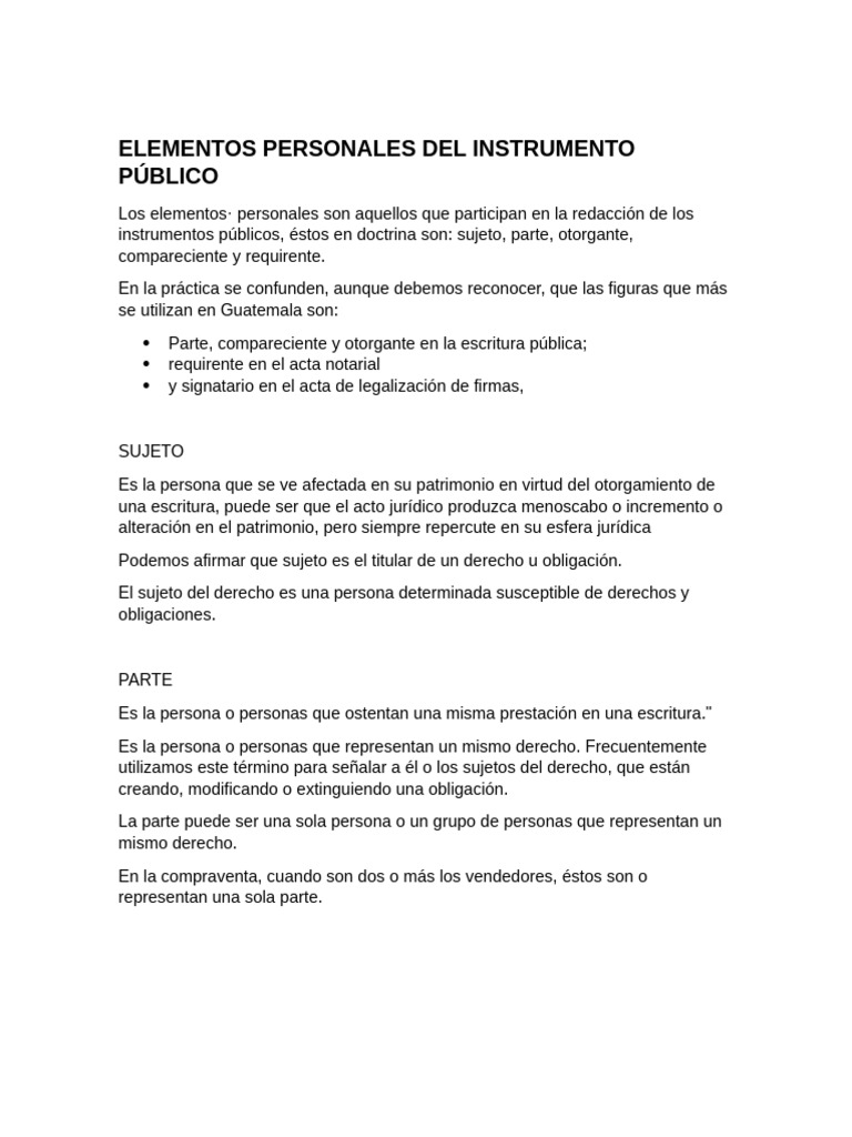 Elementos Personales Del Instrumento Público | PDF