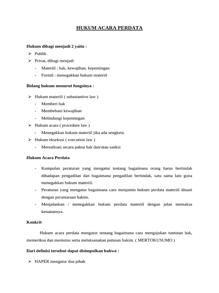 Materi Kuliah Hukum Acara Perdata 1 | PDF