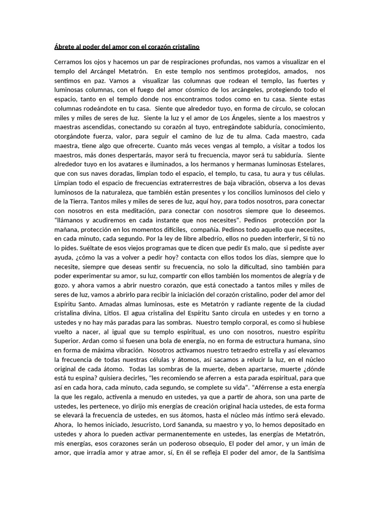 Ábrete Al Poder Del Amor Con El Corazón Cristalino | PDF