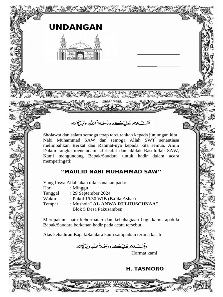Undangan Maulid Nabi | PDF