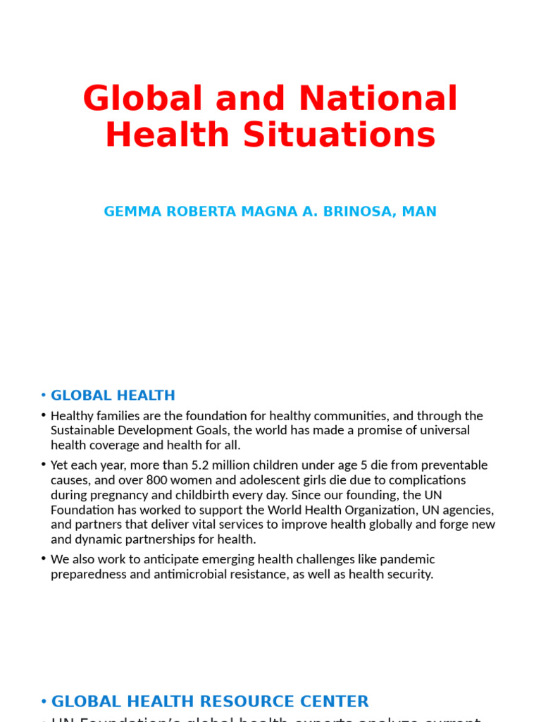 Global and National Health Situation | PDF