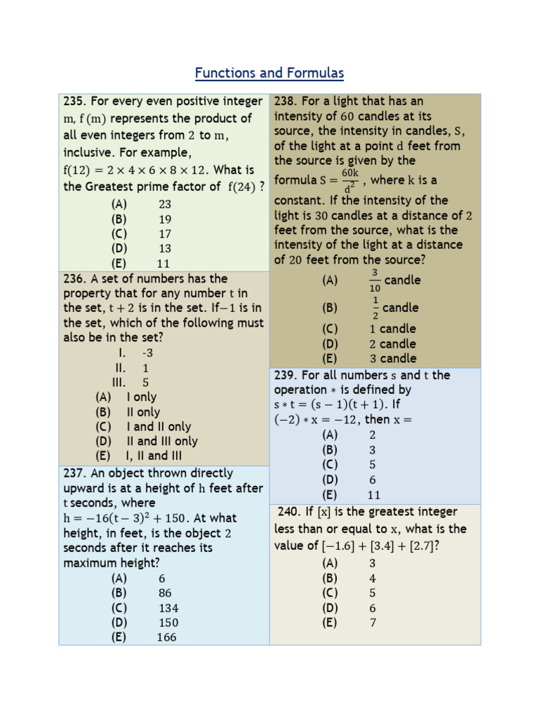 Functions and Formulas | PDF