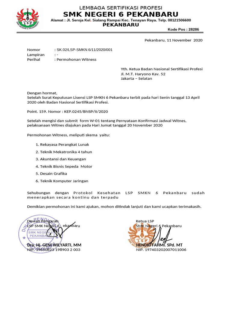 Surat Pengajuan Kegiatan Witnes Terbaru | PDF