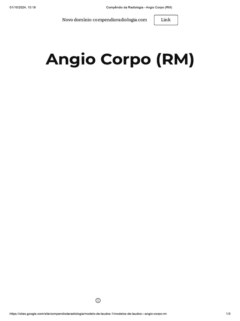 Compêndio Da Radiologia - Angio Corpo (RM) | PDF