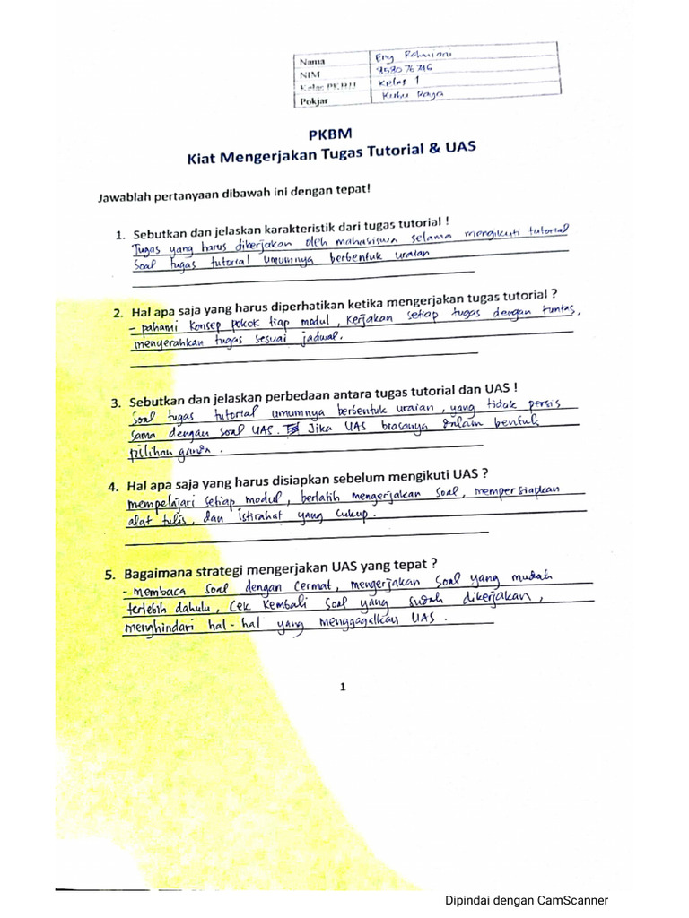 Kiat Mengerjakan Tugas Tutorial Dan UAS | PDF