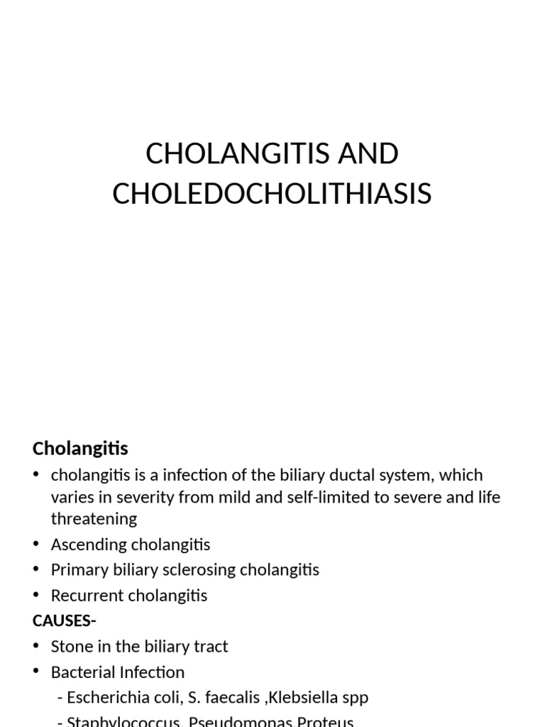 Cholangitis and Choledocholithiasis | PDF | Medical Specialties | Gastroenterology