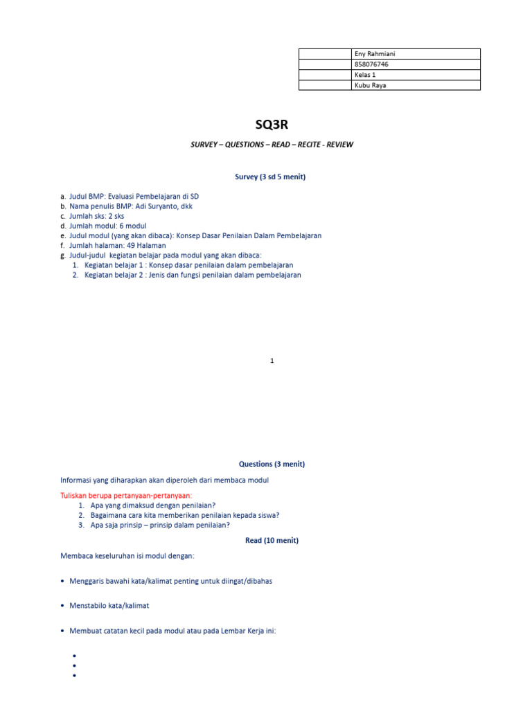 SQ3R | PDF