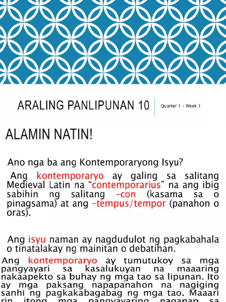 AP Kontemporaryong Issue | PDF