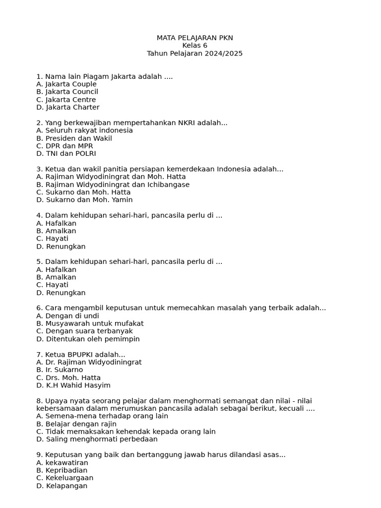 SOAL PKN | PDF