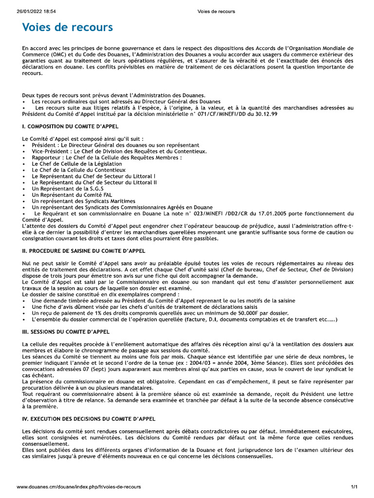 Voies de Recours en DOUANE | PDF