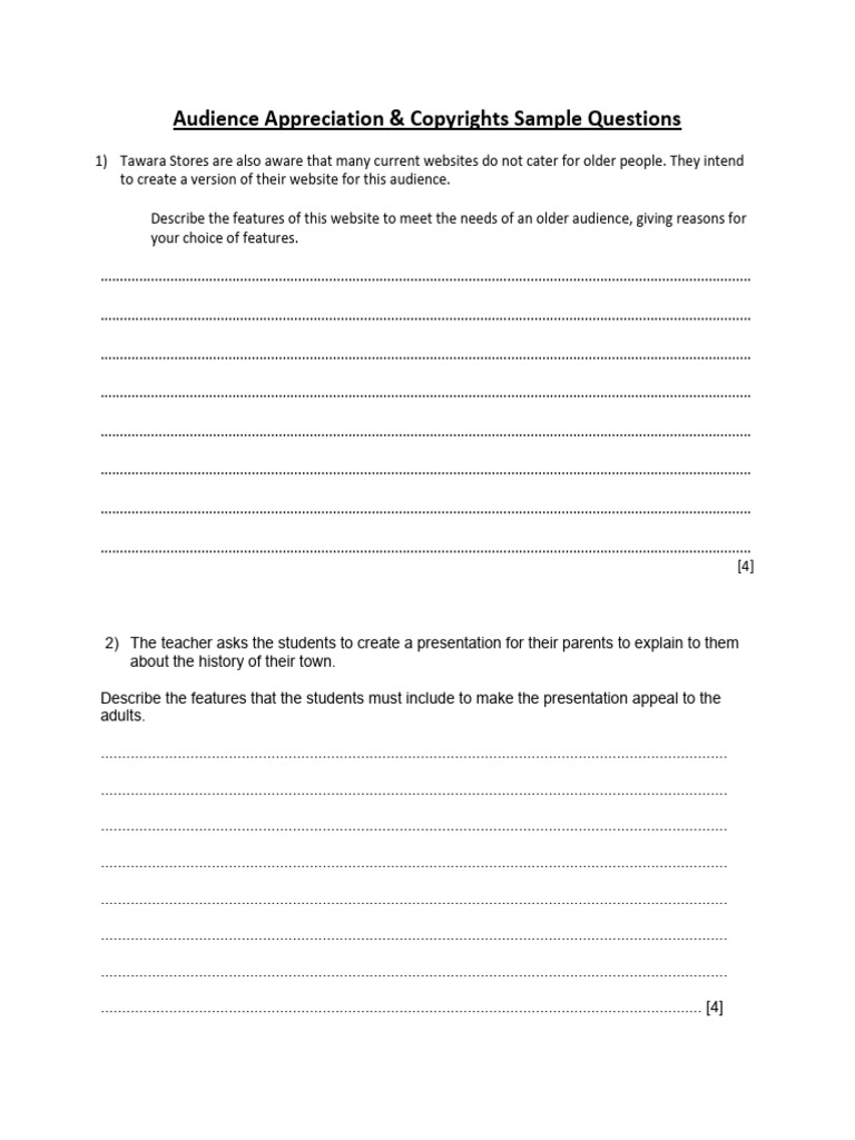 Audience and Copyrights Sample Questions | PDF