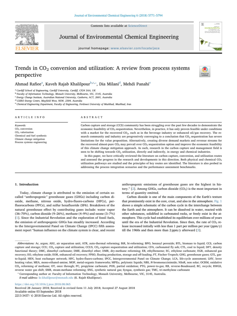 Trends in CO2 Conversion and Utilization A Review From Process Systems ...