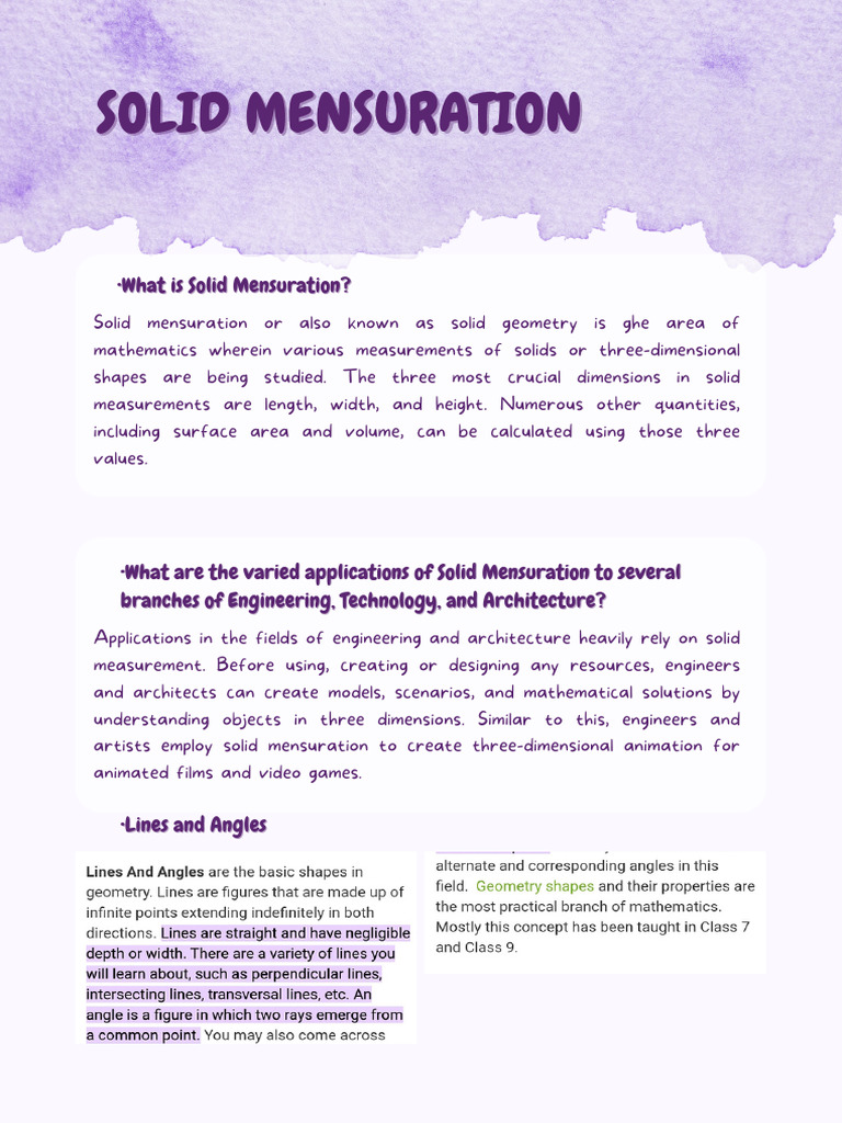 Solid Mensuration | PDF