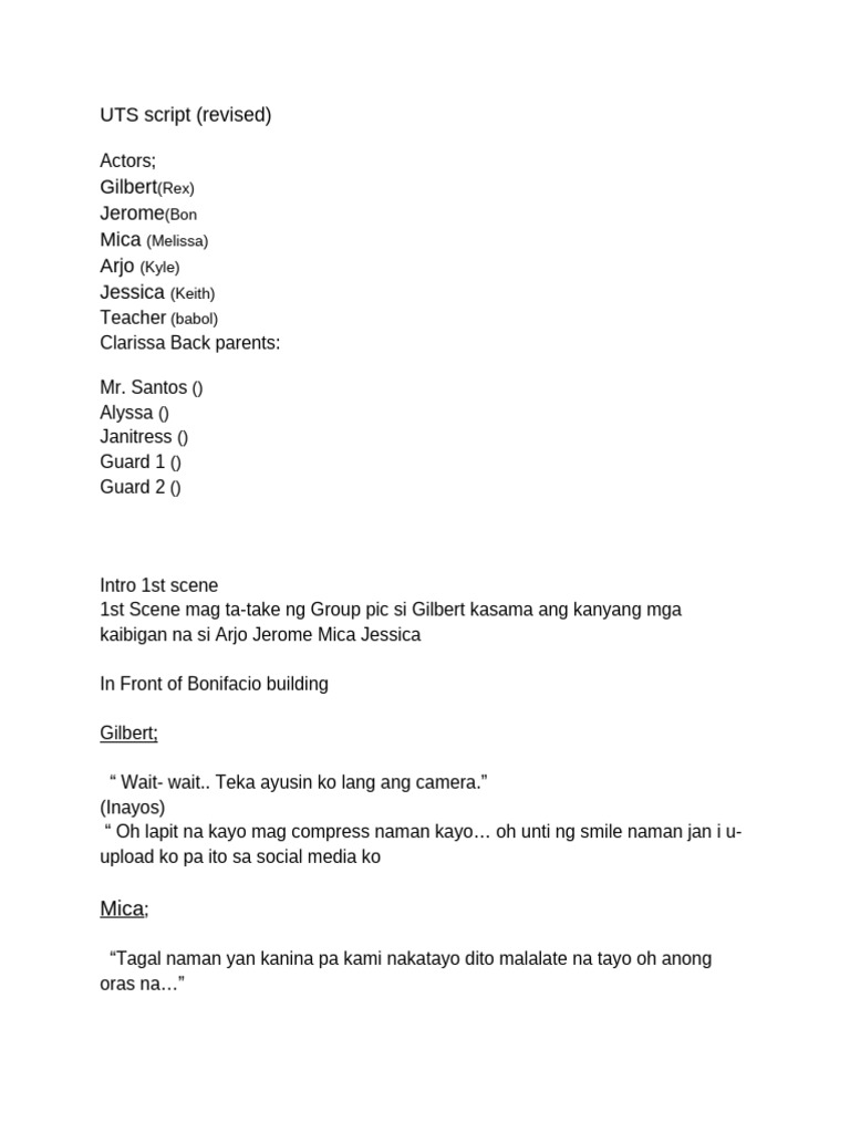 UTS Script Revised | PDF