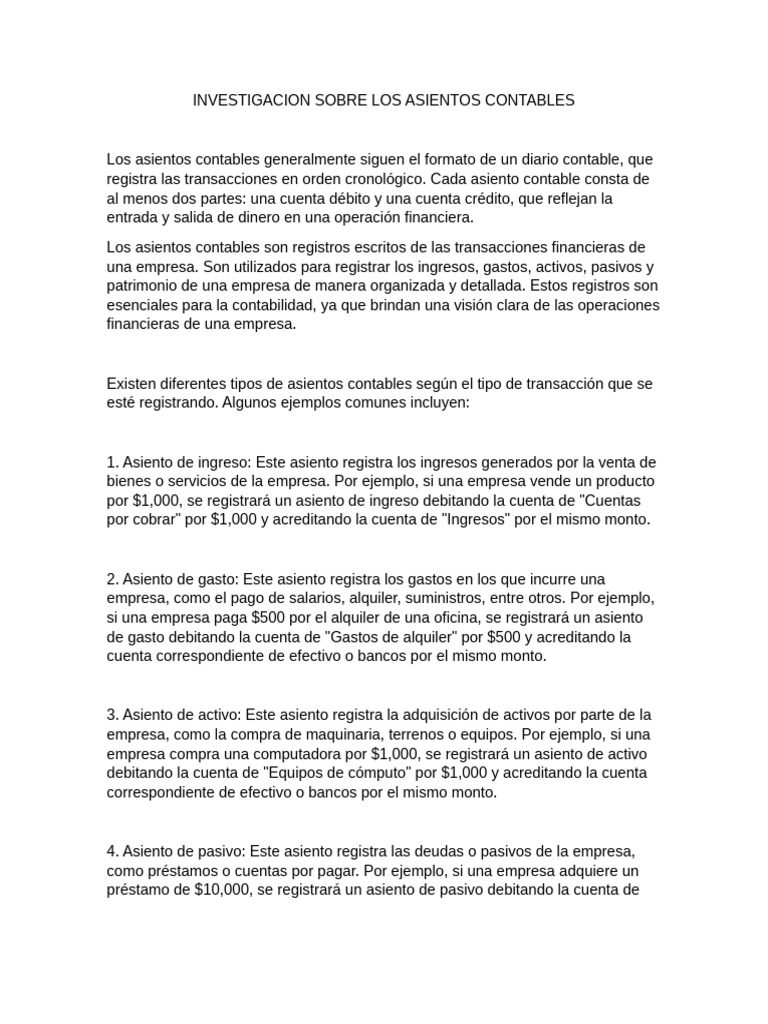Asientos Contable | PDF